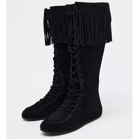 Zara | Shoes | Zara Black Laceup Fringe Boots | Poshmark
